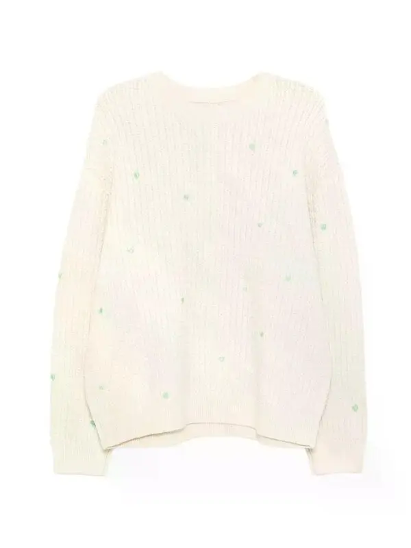 CROQUIS Heart-embroidered Sweater - Neutrals