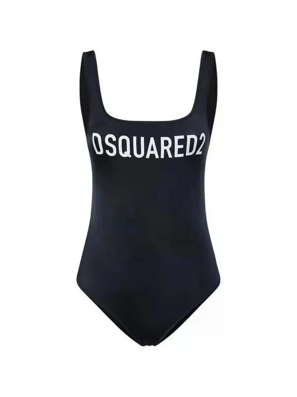 Dsquared2 Logo-print Square-neck One-piece Swimsuit - Black