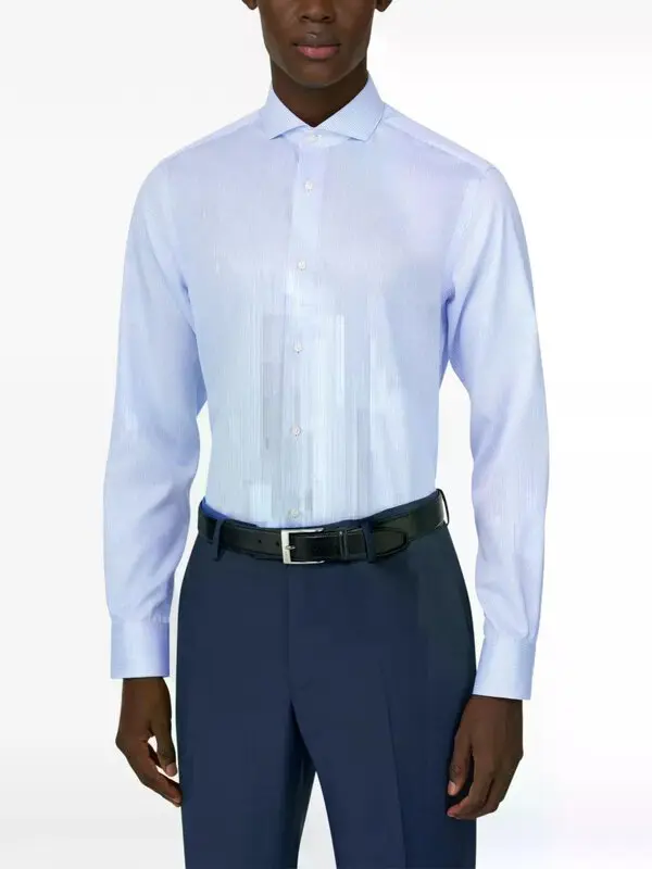 Boggi Milano Striped Naples-collar Shirt - Blue