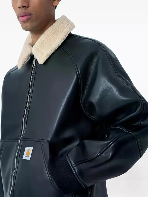 Carhartt Work In Progress Shearling Collar Leather Jacket