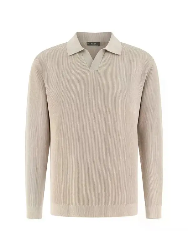 Boggi Milano Open-neck Ribbed Sweater - Neutrals