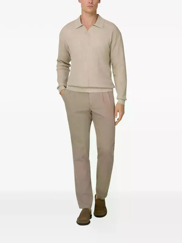 Boggi Milano Open-neck Ribbed Sweater - Neutrals