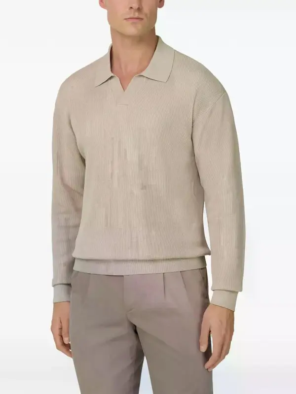Boggi Milano Open-neck Ribbed Sweater - Neutrals