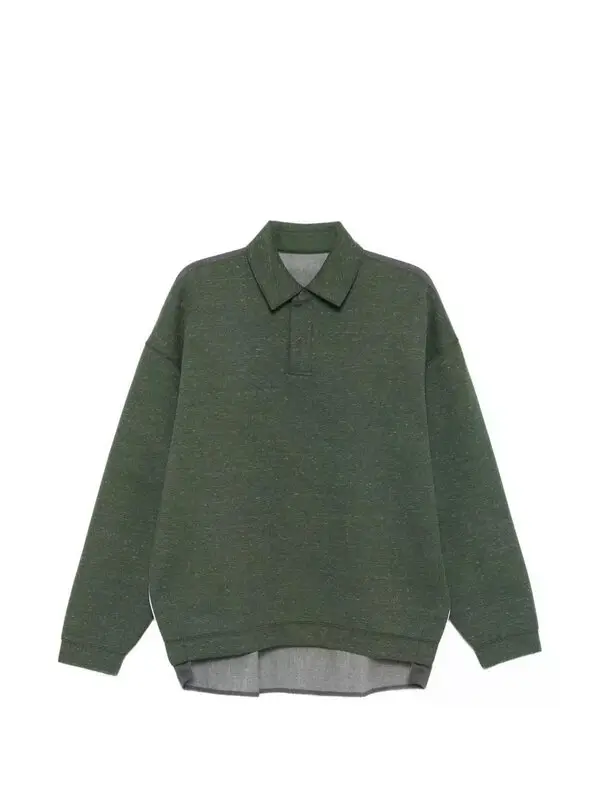 CROQUIS Polo-collar Sweatshirt - Green