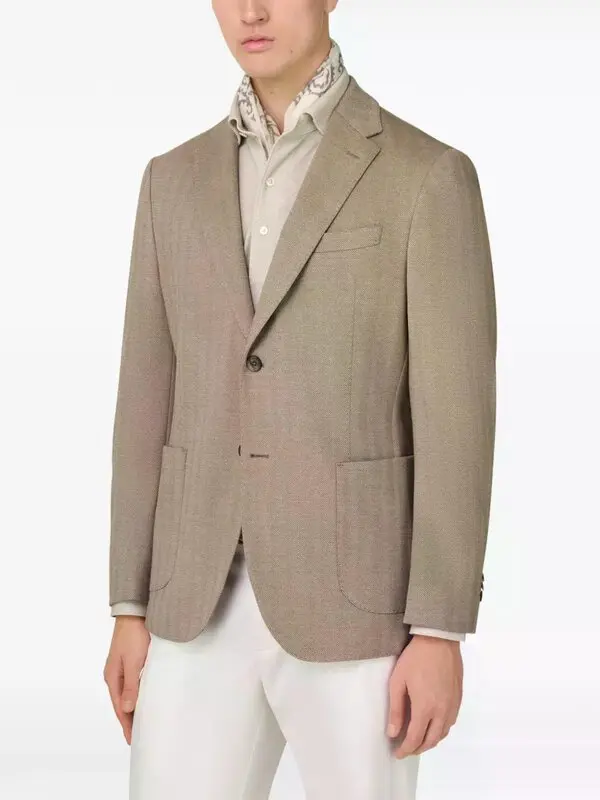Boggi Milano Herringbone Patch Pocket Jacket