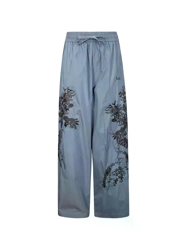 P.a.r.o.s.h Floral-embroidered Trousers - Blue