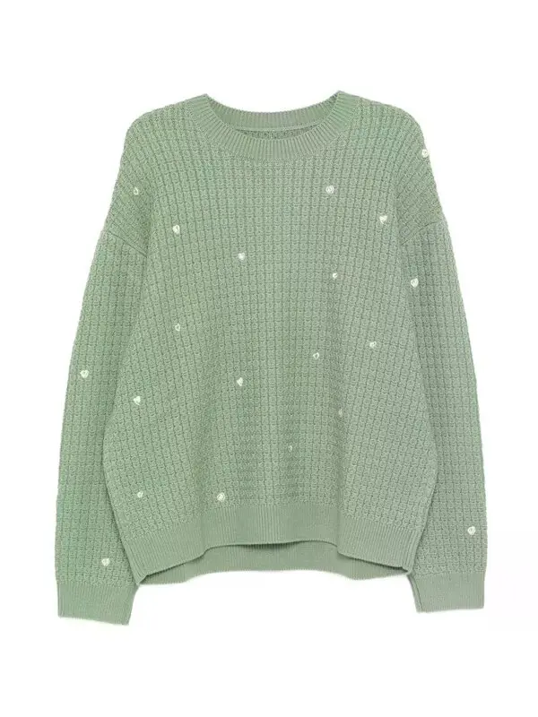 CROQUIS Heart-embroidered Sweater - Green