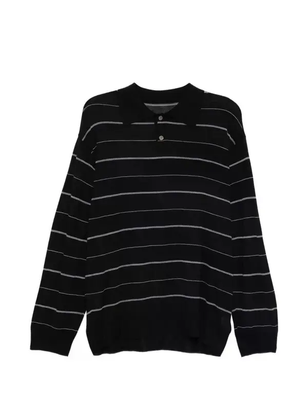 CROQUIS Striped Polo Shirt - Black
