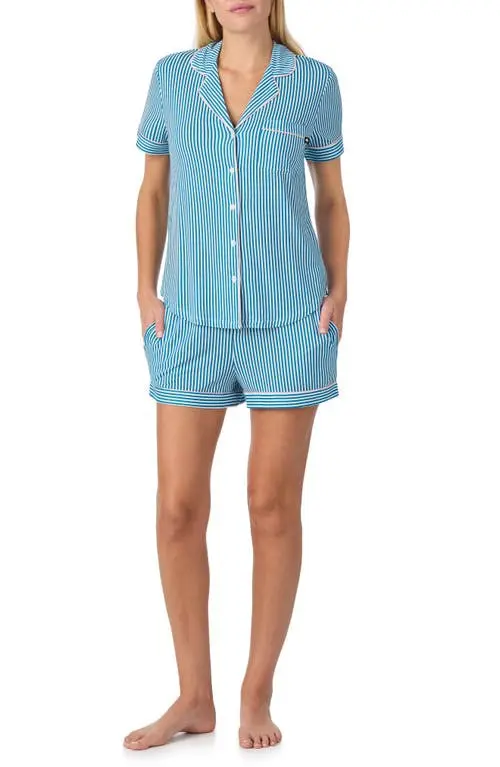 Kate Spade New York Print Short Pajamas - Blue Stripe