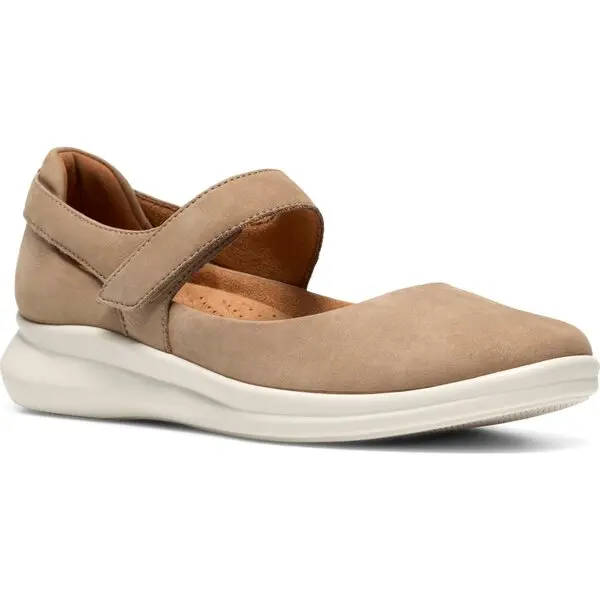 Clarks Lynell Mary Jane Flat - Taupe Nubuck