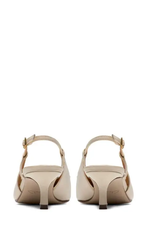Clarks Zarey Bow Slingback Pumps - Cream Leather
