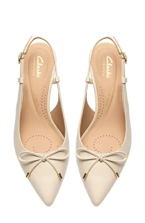 Clarks Zarey Bow Slingback Pumps - Cream Leather