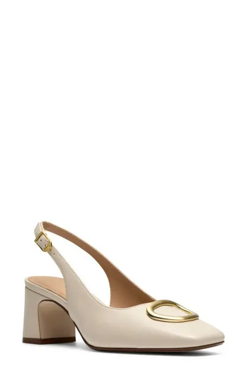 Clarks Square Toe Slingback Pumps - Cream Leather
