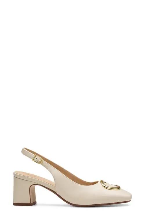 Clarks Square Toe Slingback Pumps - Cream Leather
