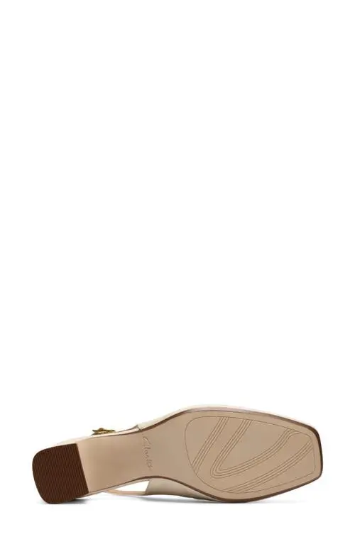 Clarks Square Toe Slingback Pumps - Cream Leather