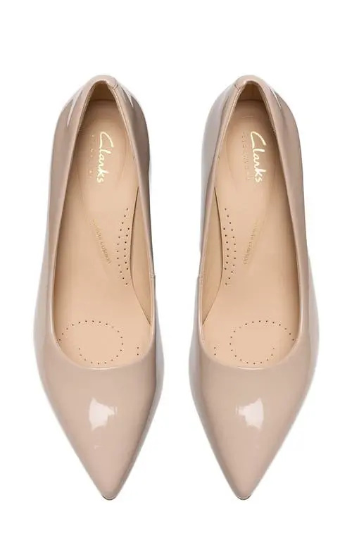 Clarks Zarey Court Pointed-toe Pumps - Sand Patent