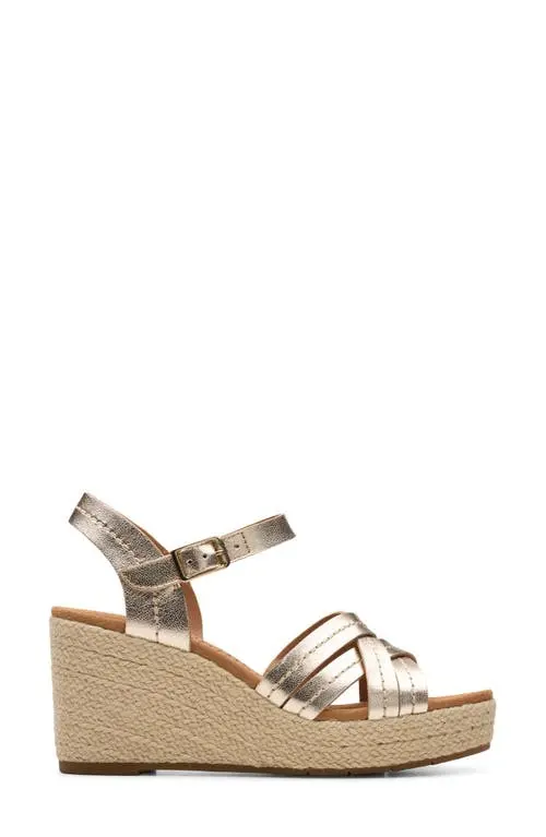 Clarks Sabina Platform Wedge Sandal - Champagne