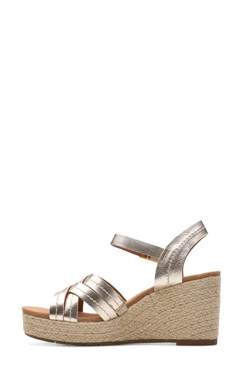 Clarks Sabina Platform Wedge Sandal - Champagne