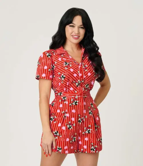 Unique Vintage Button Front Romper