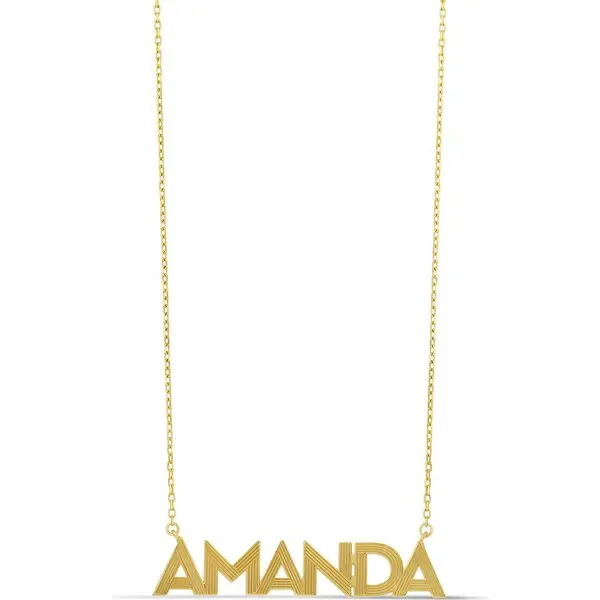 SHYMI Fluted Name Pendant Necklace - Gold