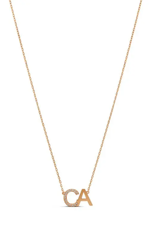 SHYMI Pavé Initial Pendant Necklace - Rose