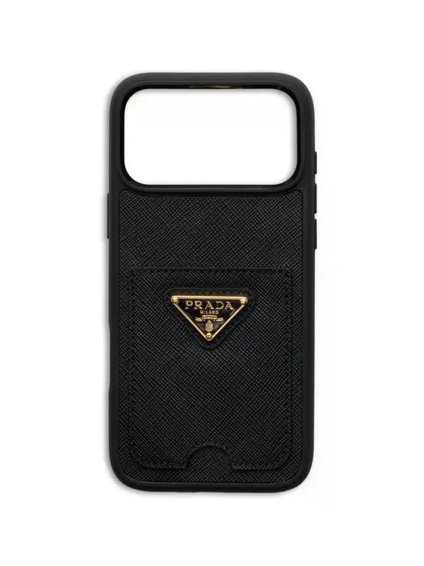Prada Iphone 17 Pro Max Leather Phone Case - Black