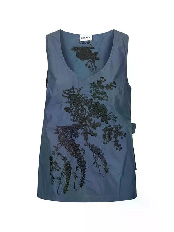 P.a.r.o.s.h Floral-embroidered Top - Blue