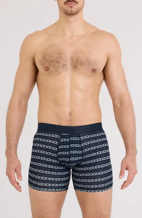 SAXX Smooth Luxe Micro Modal Boxer Briefs - Link Stripe-dark Ink