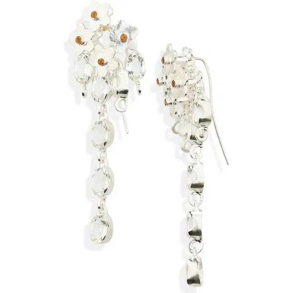 SHANA CAVE Vine Drop Earrings - Clear Quartz And Citrine