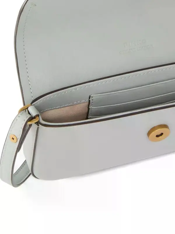 Pinko Medium Saddle Flat Shoulder Bag - Grey