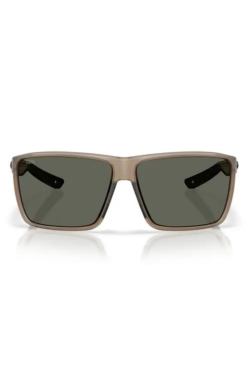COSTA DEL MAR Rincon Ii 64mm Polarized Oversized Sunglasses - Matte Brown Smoke/gray 580g