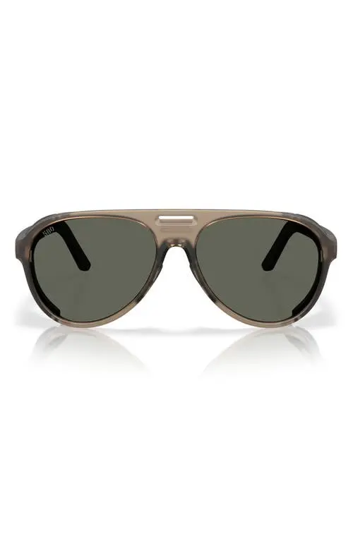 COSTA DEL MAR Grand Catalina 59mm Polarized Aviator Sunglasses - Matte Brown Smoke/gray 580g