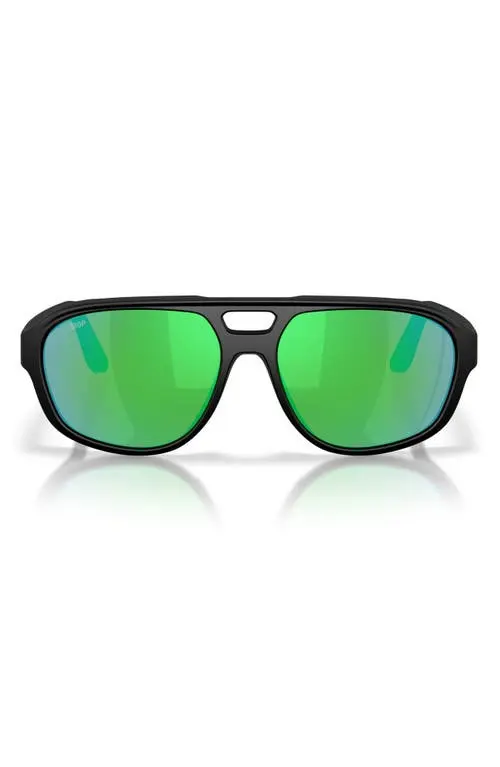 COSTA DEL MAR Street Heat Rectangular Sunglasses - Black/green Mirror