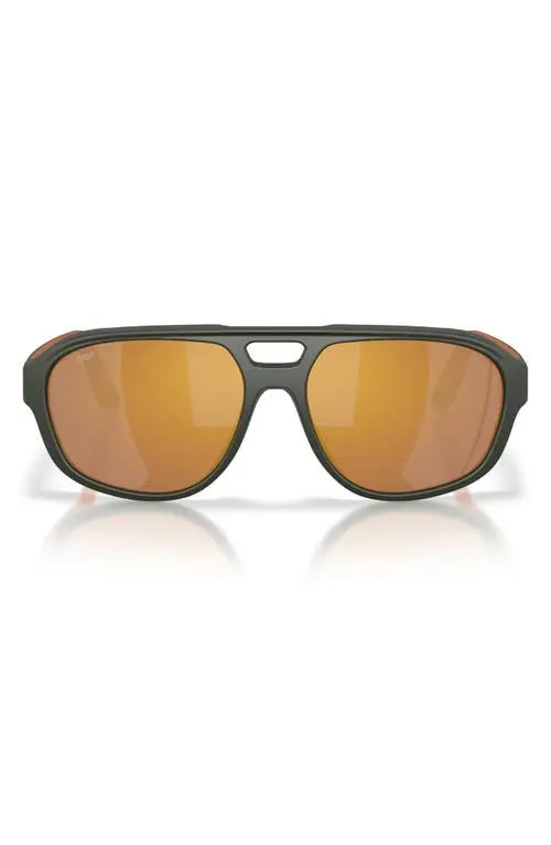 COSTA DEL MAR Street Heat Rectangular Sunglasses - Matte Olive/gold Mirror