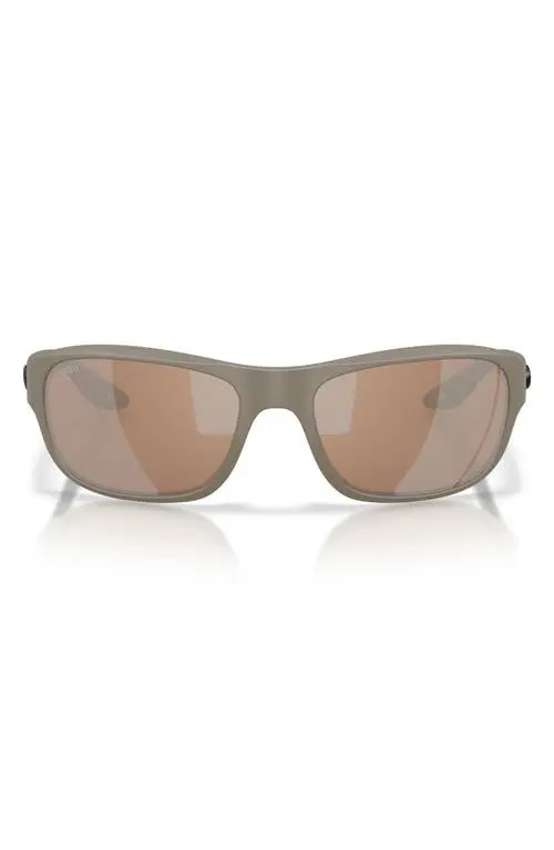 COSTA DEL MAR Clipperton 58mm Polarized Rectangle Sunglasses - Sand/copper Silver 580g