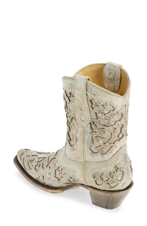 CORRAL Glitter Inlay Western Boots - White/bone