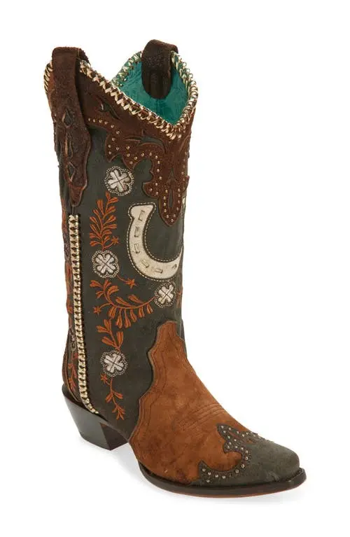 CORRAL Horseshoe Overlay Western Boot - Brown