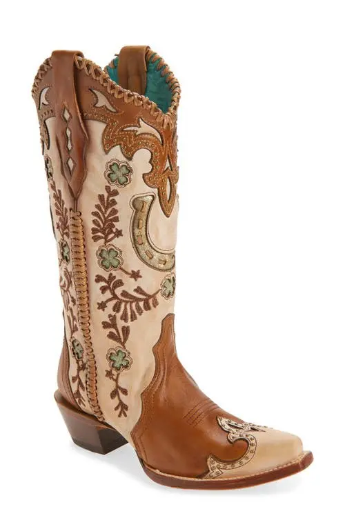 CORRAL Horseshoe Overlay Western Boot - Honey