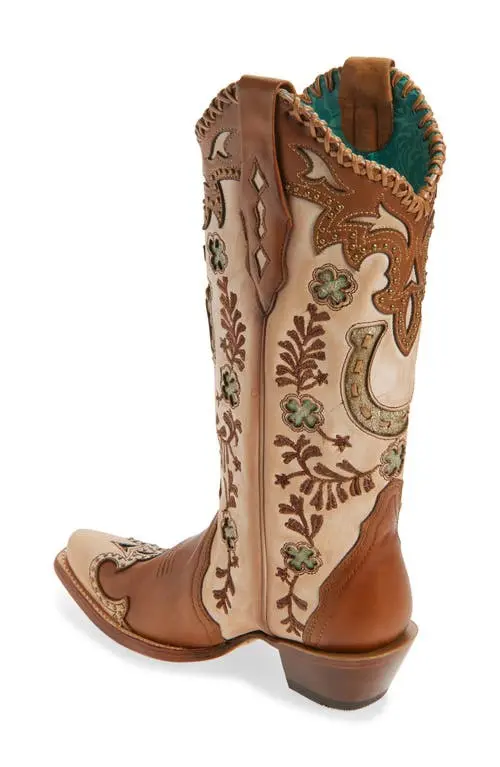 CORRAL Horseshoe Overlay Western Boot - Honey