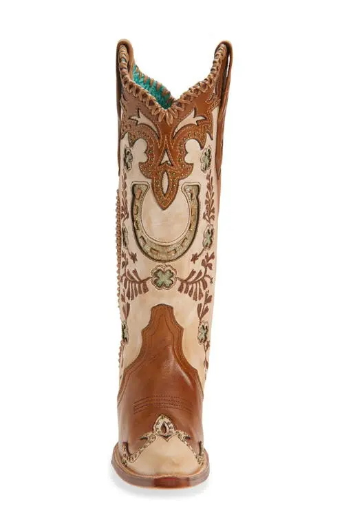 CORRAL Horseshoe Overlay Western Boot - Honey