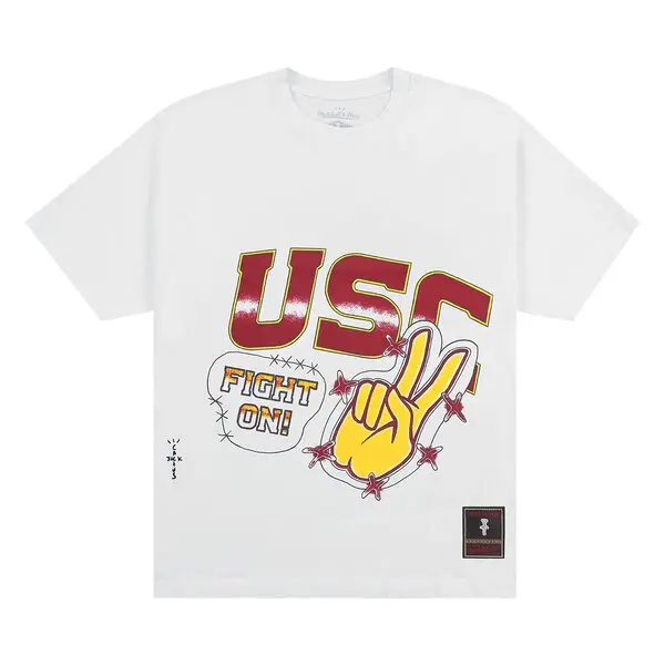 CACTUS JACK BY TRAVIS SCOTT X Mitchell & Ness Usc Handdrawn Tee - White