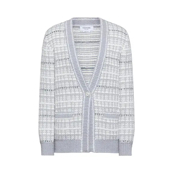 Thom Browne Tweed Elongated V-neck Cardigan