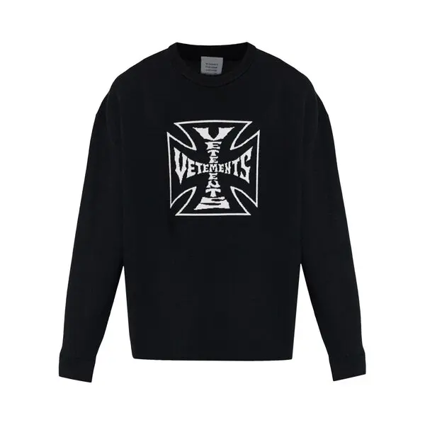 Vetements Double Biker Cross Logo Sweater
