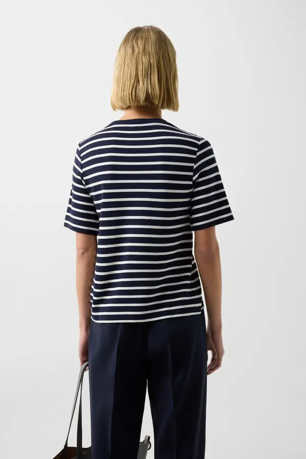 Bogner Striped T-shirt With Embroidered Logo - Navy Blue/off-white