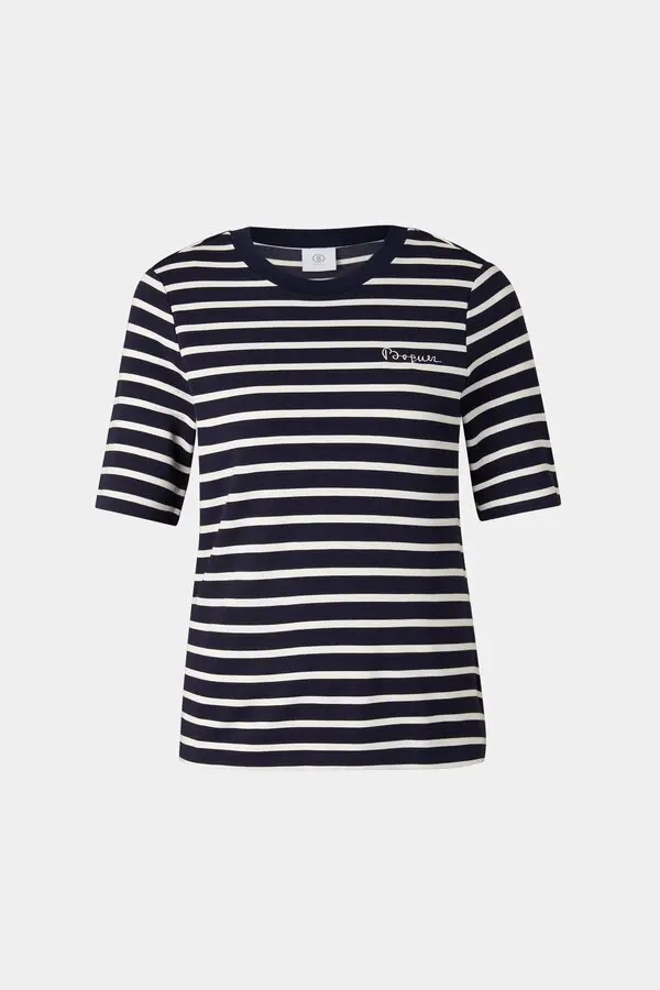 Bogner Striped T-shirt With Embroidered Logo - Navy Blue/off-white