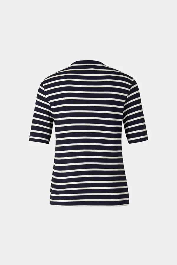 Bogner Striped T-shirt With Embroidered Logo - Navy Blue/off-white