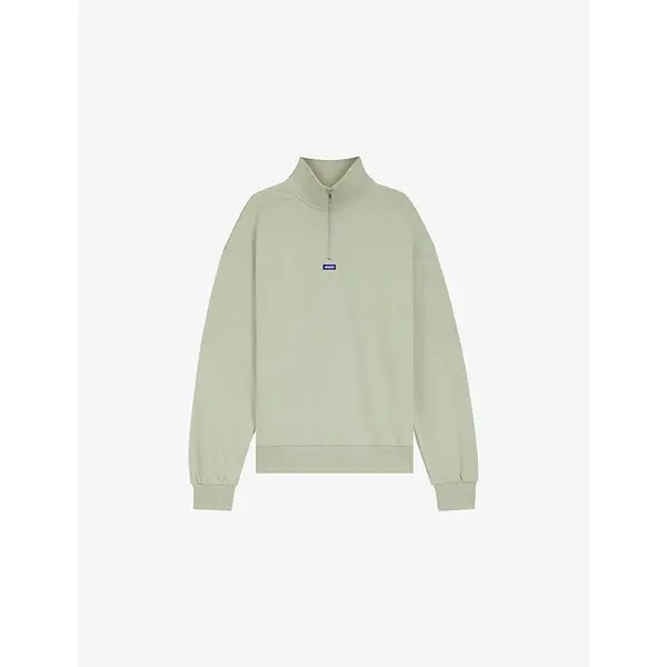 Hugo Logo-patch Quarter-zip Cotton-terry Sweatshirt
