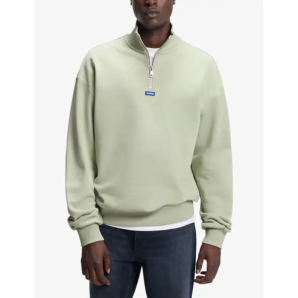 Hugo Logo-patch Quarter-zip Cotton-terry Sweatshirt