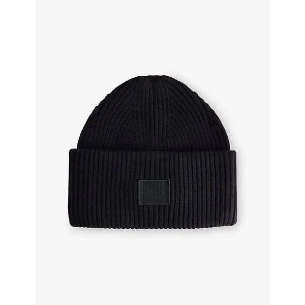 Varley Logo-patch Rib-knit Beanie - Black