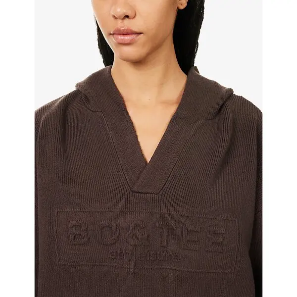Bo+tee Logo-embossed Ribbed Knitted Hoody